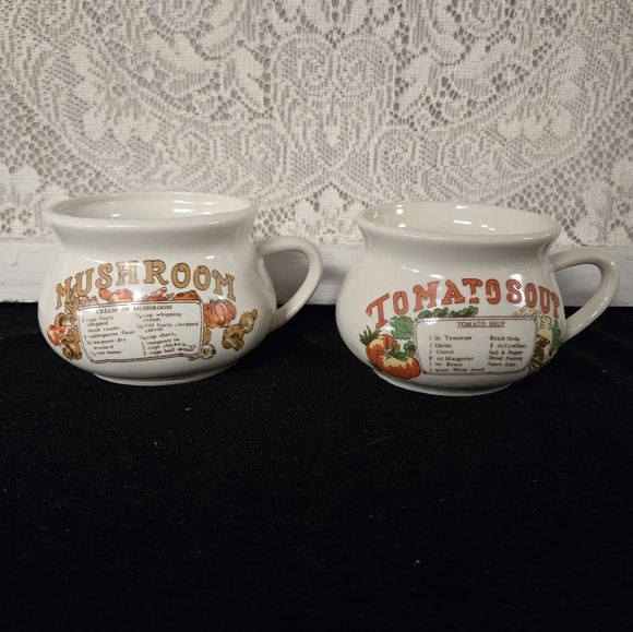 Vintage | Dining | Vintage Mushroom Tomato Soup Recipe Mugs 98s Made In ...